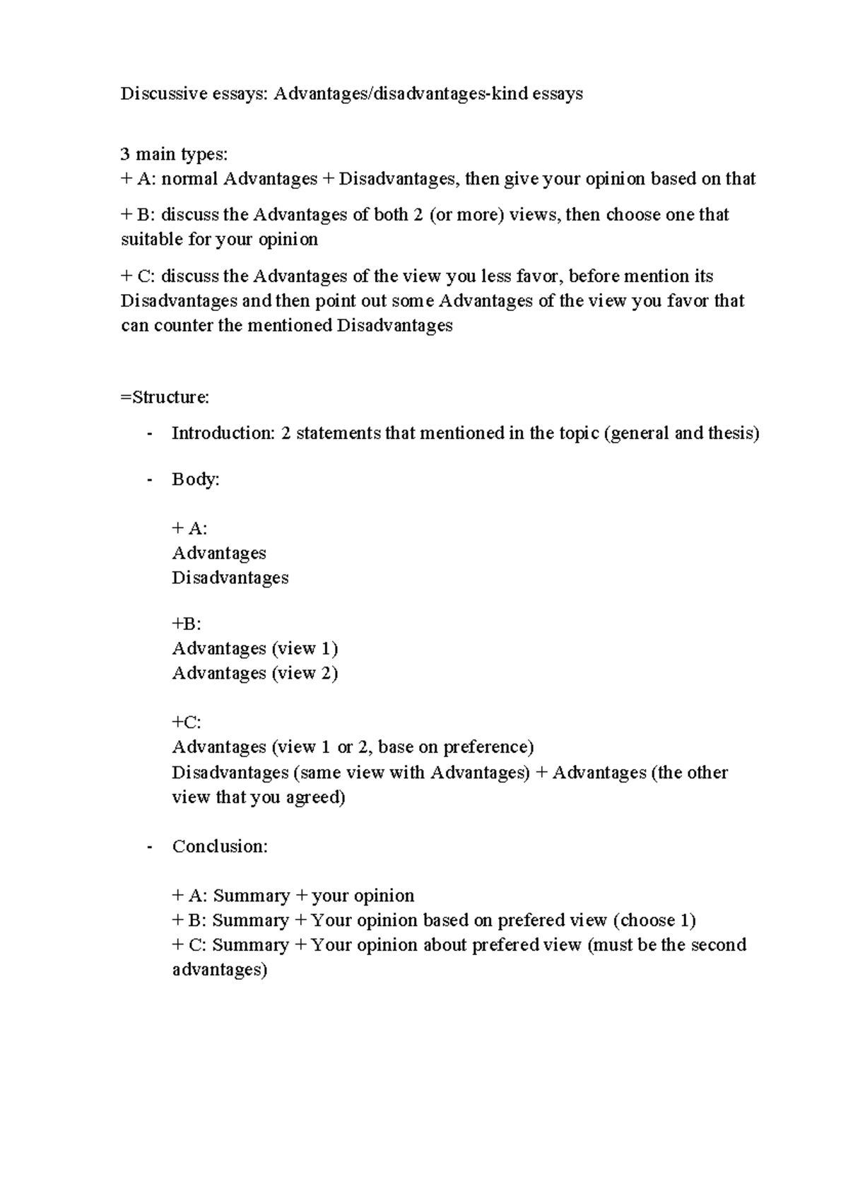 Essay-Writing-Format - Discussive essays: Advantages/disadvantages-kind ...