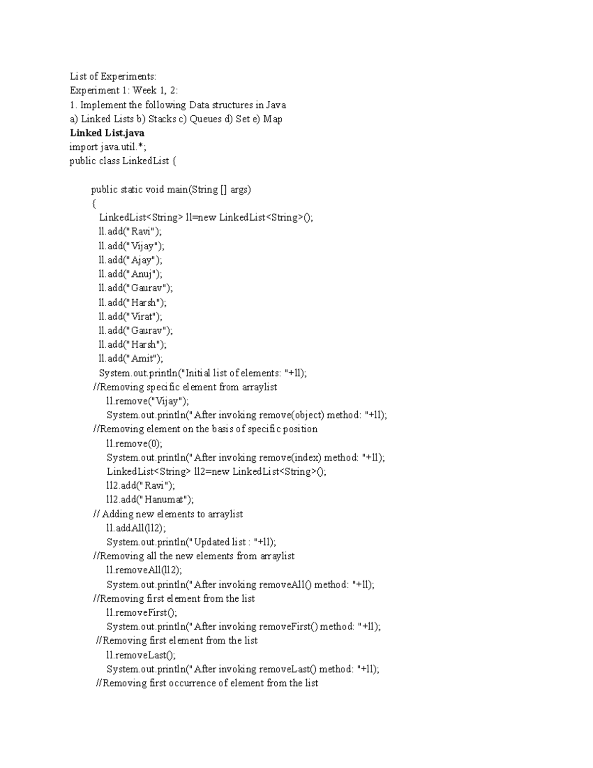 BDALabmanual - Better knowledge - List of Experiments: Experiment 1: Week 1, 2: 1. Implement the ...