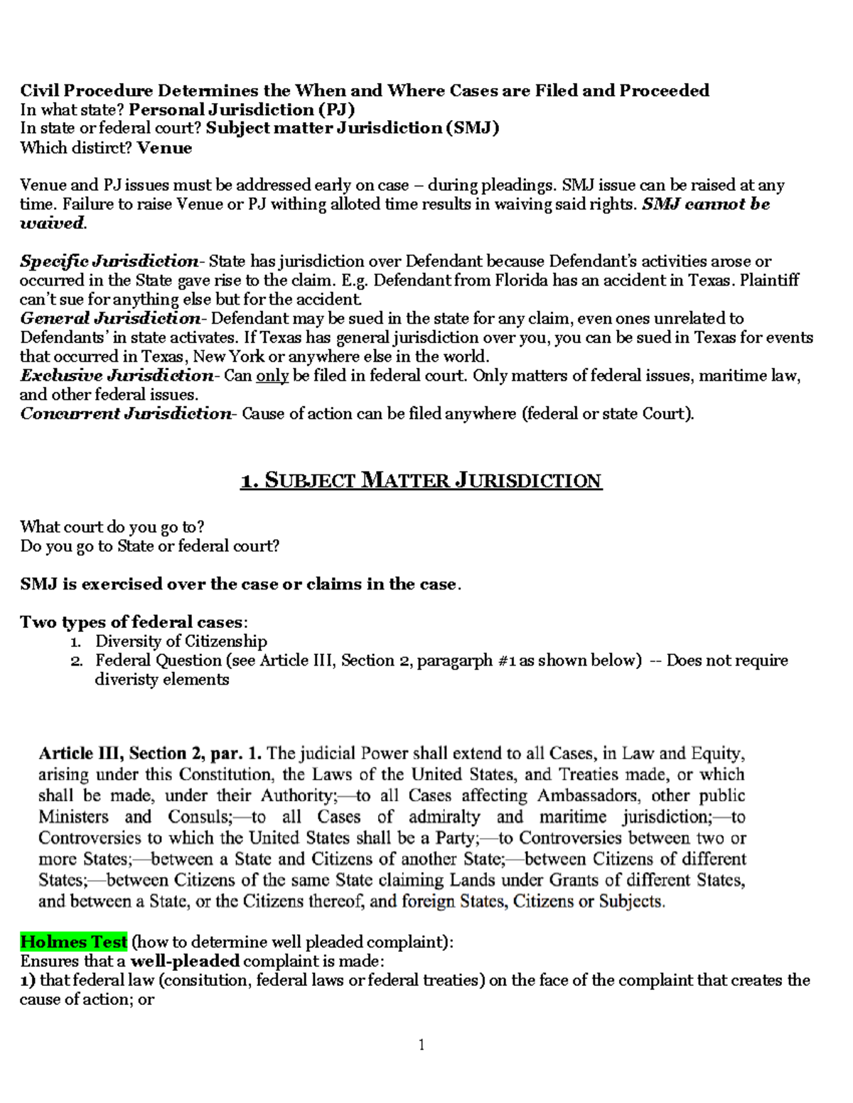 NT NOT DONE Civil Procedure Outline - Civil Procedure Determines the ...