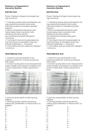 ESP 10 Q1 Summative Test - Values Education - PNU - Studocu