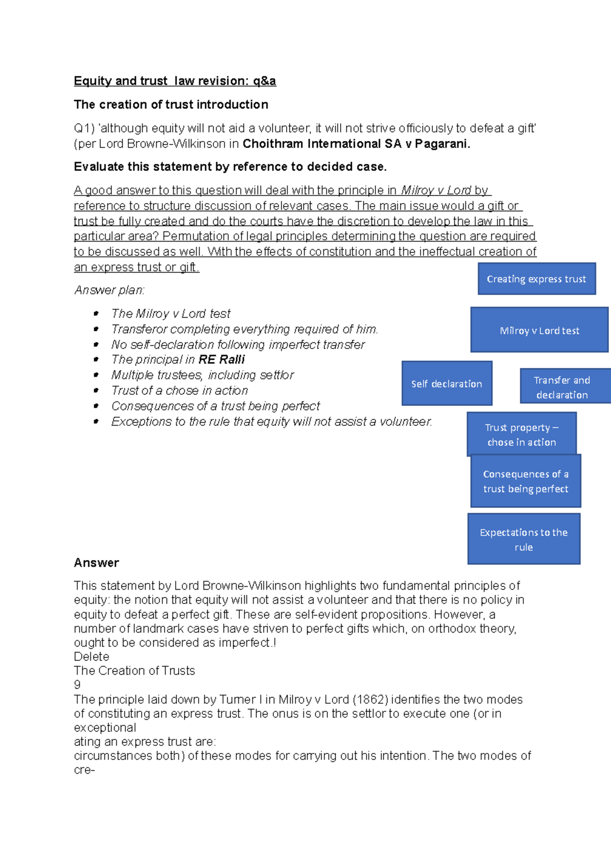 Equity and trust law revision q and a - Equity and trust law revision ...
