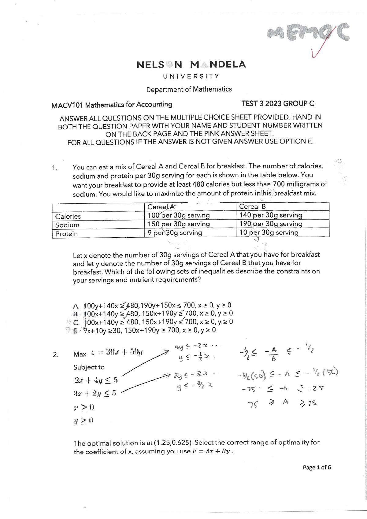 Memo test3group C 2023 - Revision - MEMOC NELS NM NDELA UNIVERSITY ...