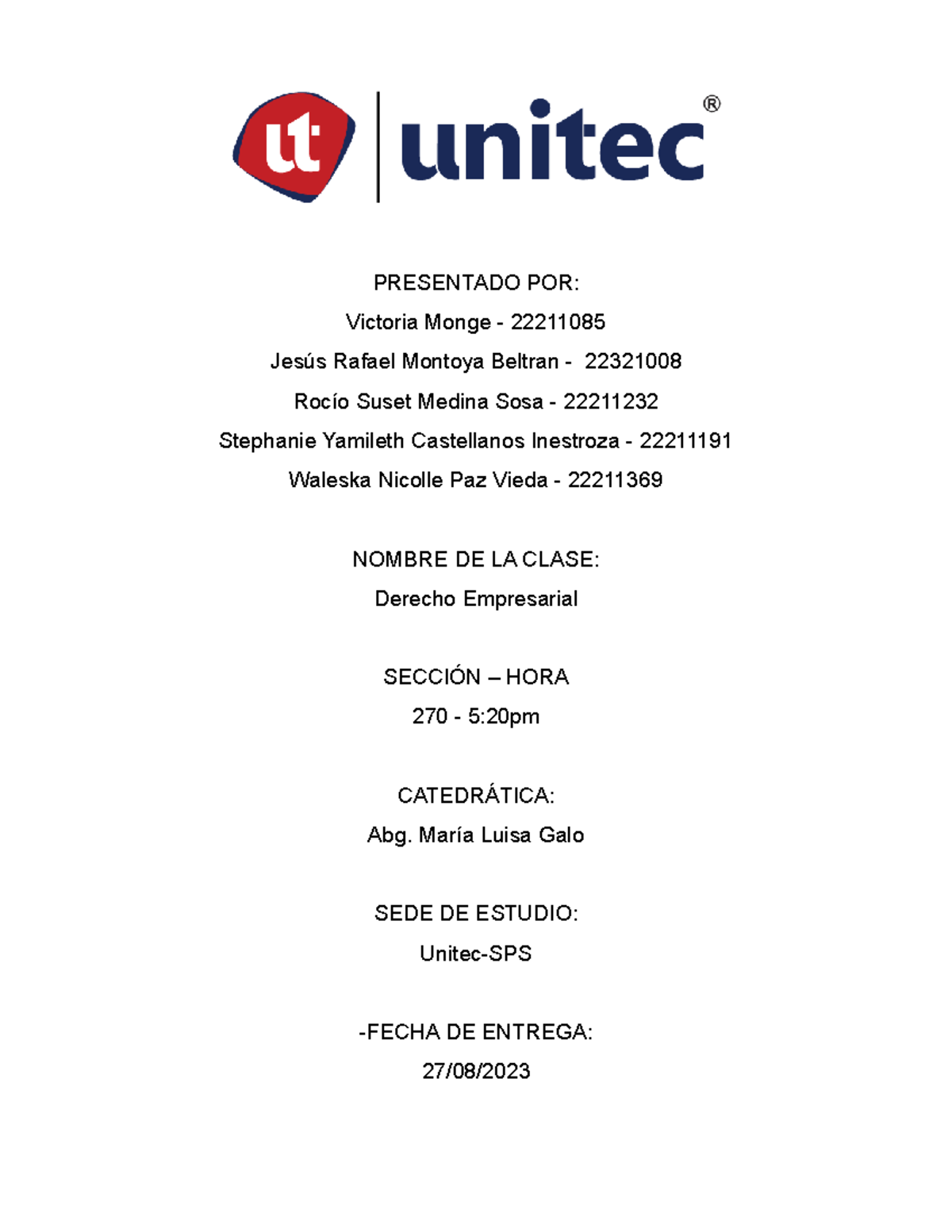 Proyecto Derecho Empresarial - PRESENTADO POR: Victoria Monge ...