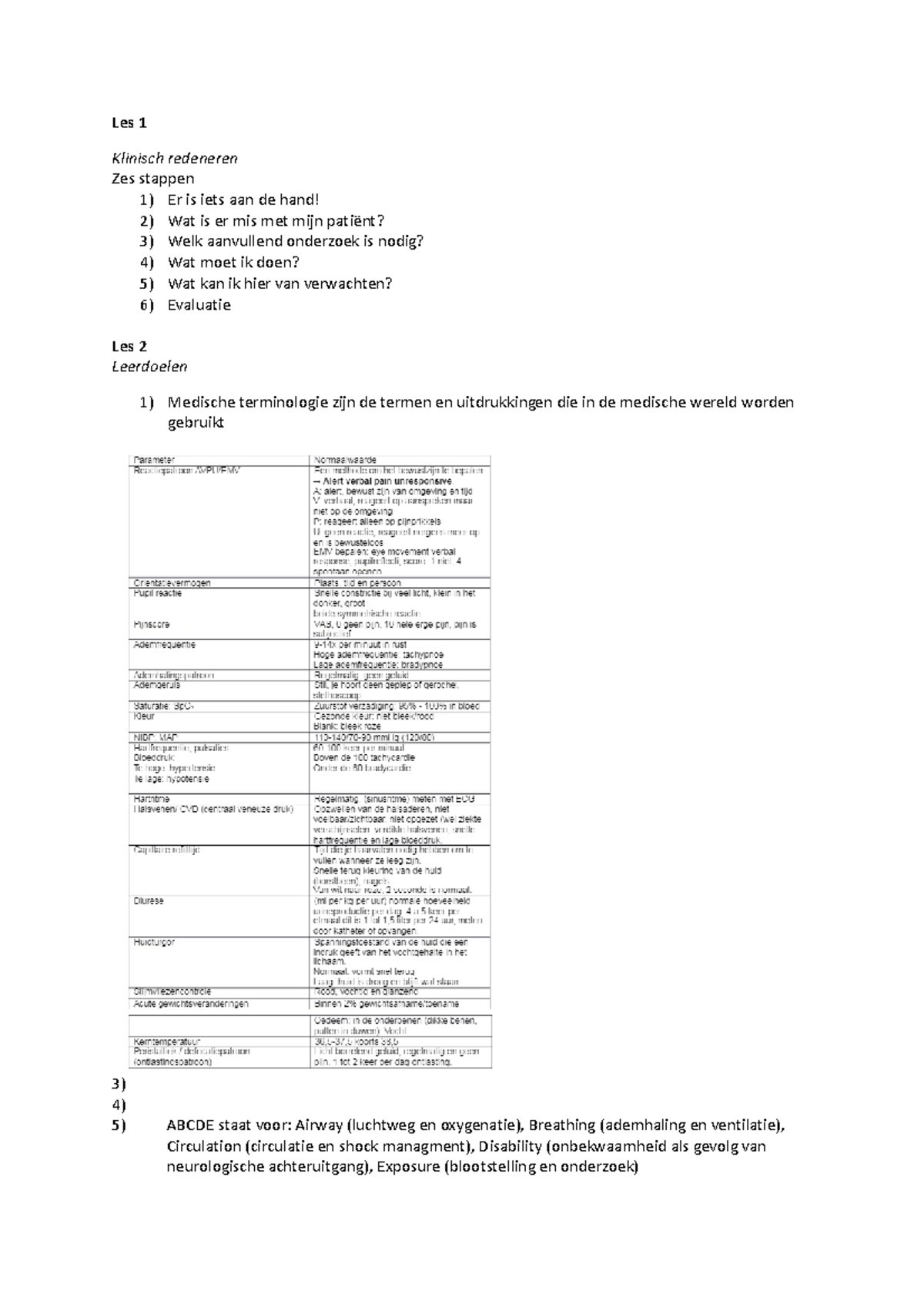 Voorbereidingen AFP1 - Les 1 Klinisch redeneren Zes stappen 1) Er is ...