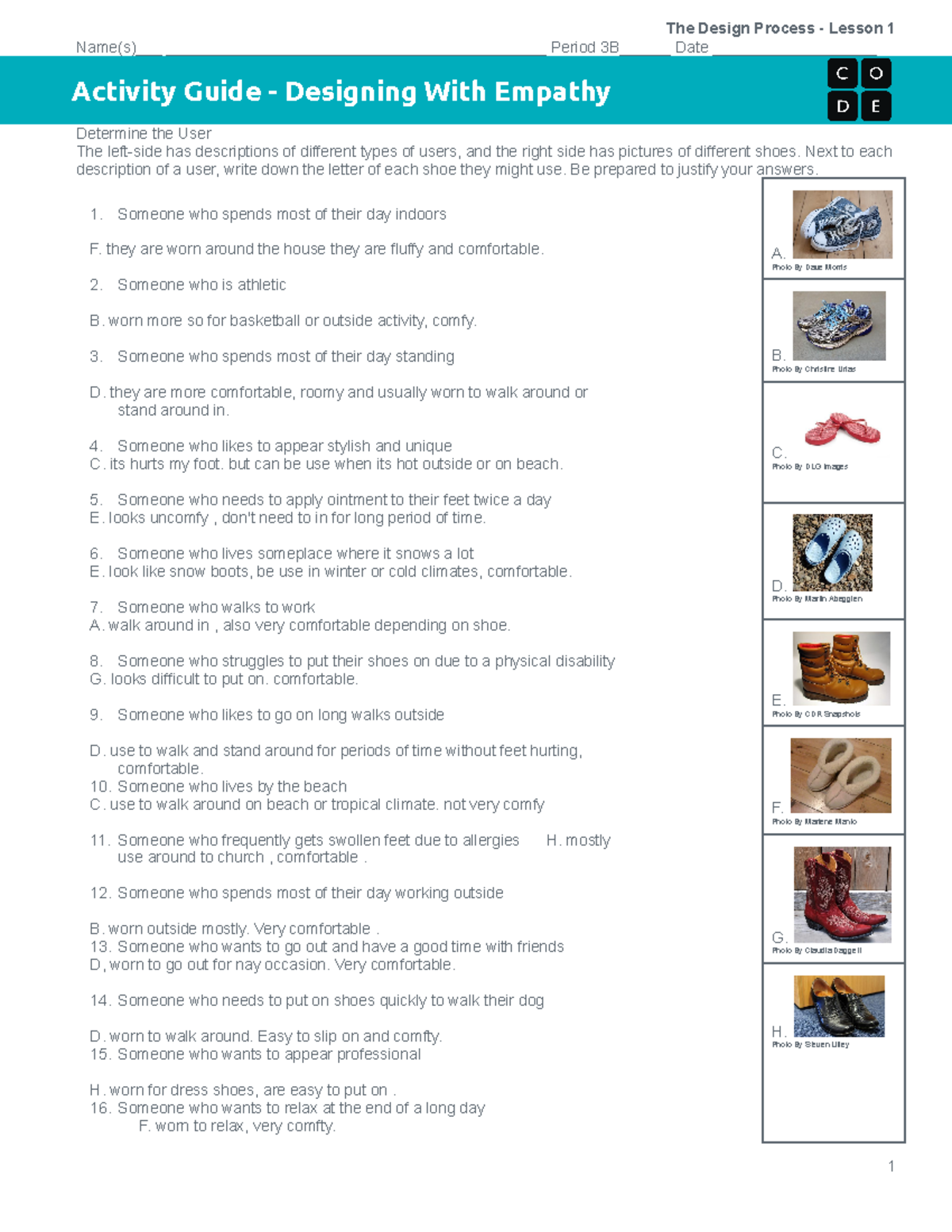 U4L01 - Activity Guide - Designing With Empathy - The Design Process ...