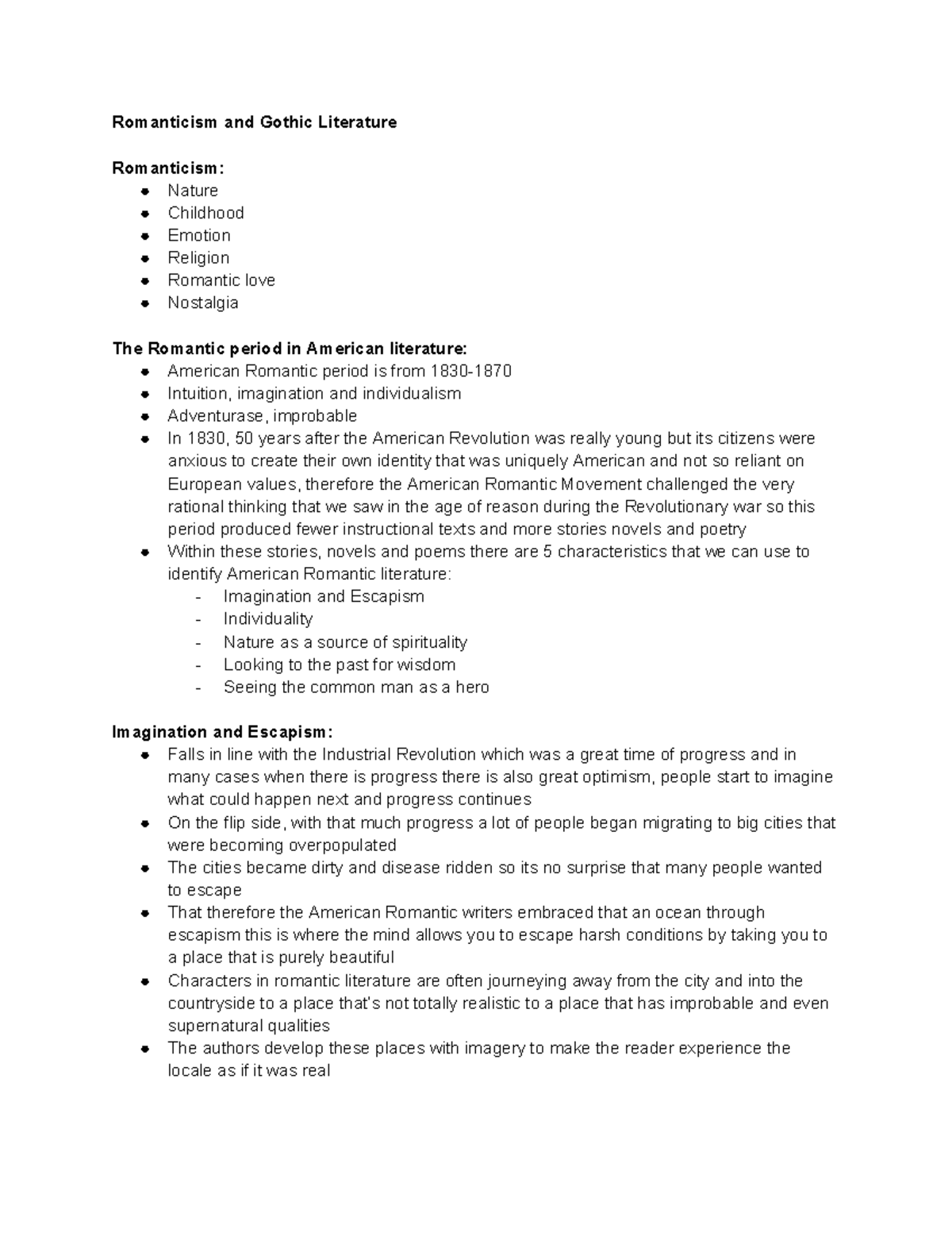Romanticism and Gothic Literature - Romanticism and Gothic Literature ...