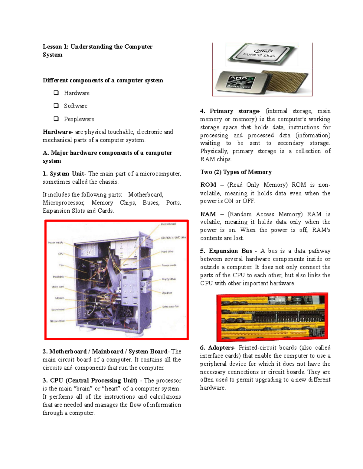 Reviewer in ict exp - Summary Bachelor of Secondary Education - Lesson ...