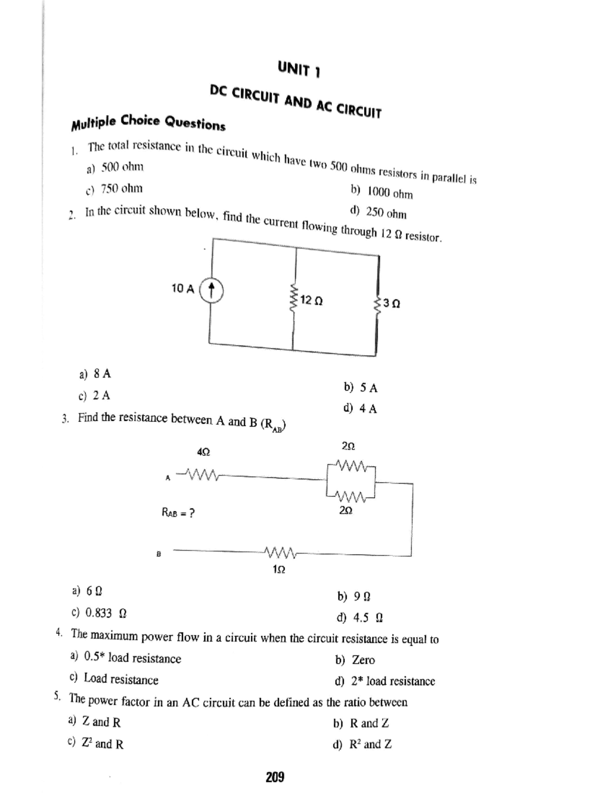EEE question bank unit 1 &2 - UNIT 1 DC CIRCUIT AND AC CIRCUIT Multiple ...