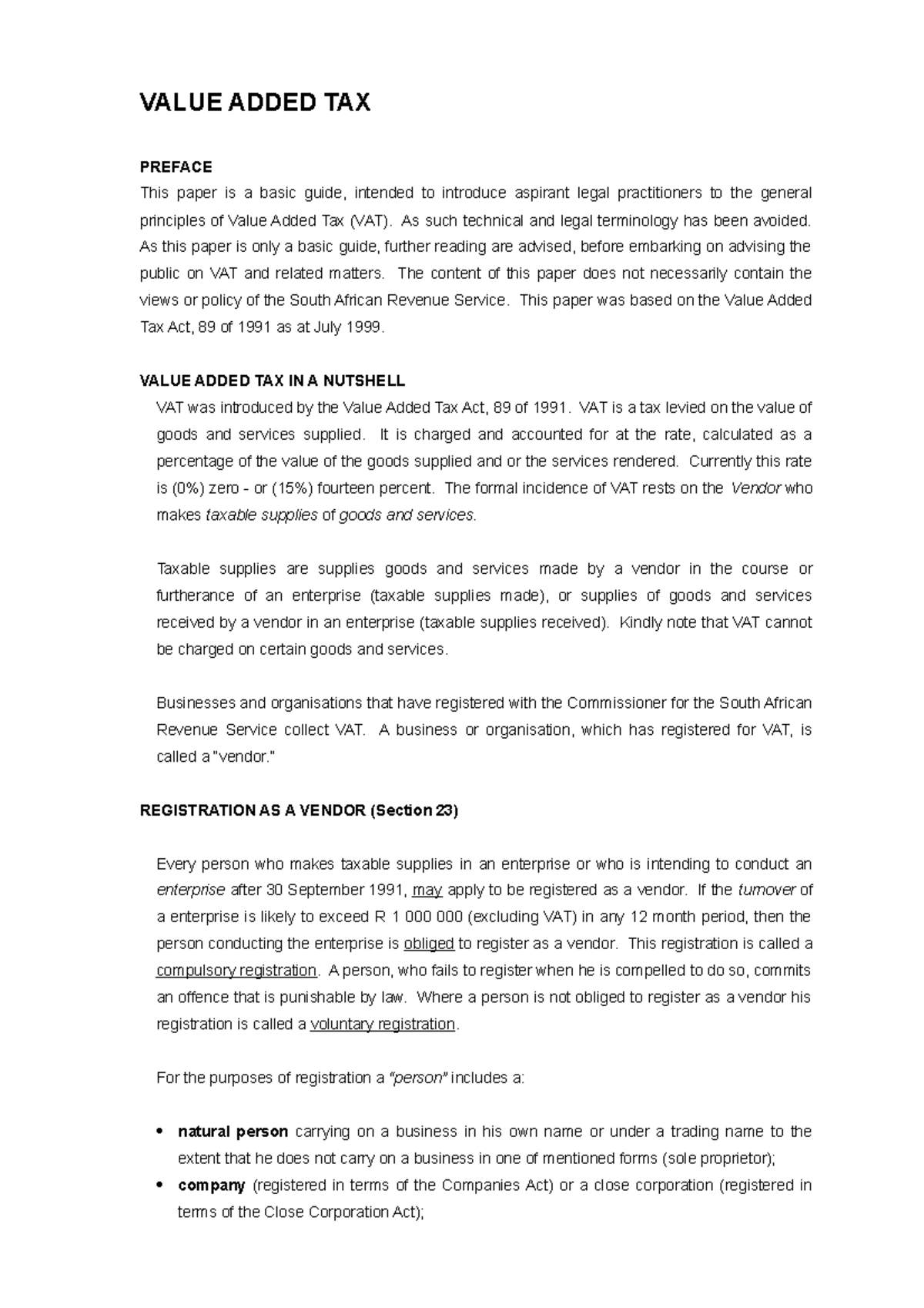 Vat in a nutshell - cmld041 - VALUE ADDED TAX PREFACE This paper is a ...