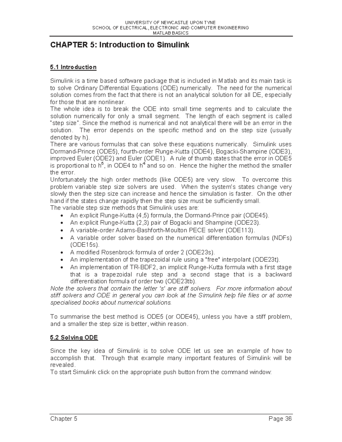 Session 10- Simulink intro - SCHOOL OF ELECTRICAL, ELECTRONIC AND COMPUTER ENGINEERING MATLAB ...