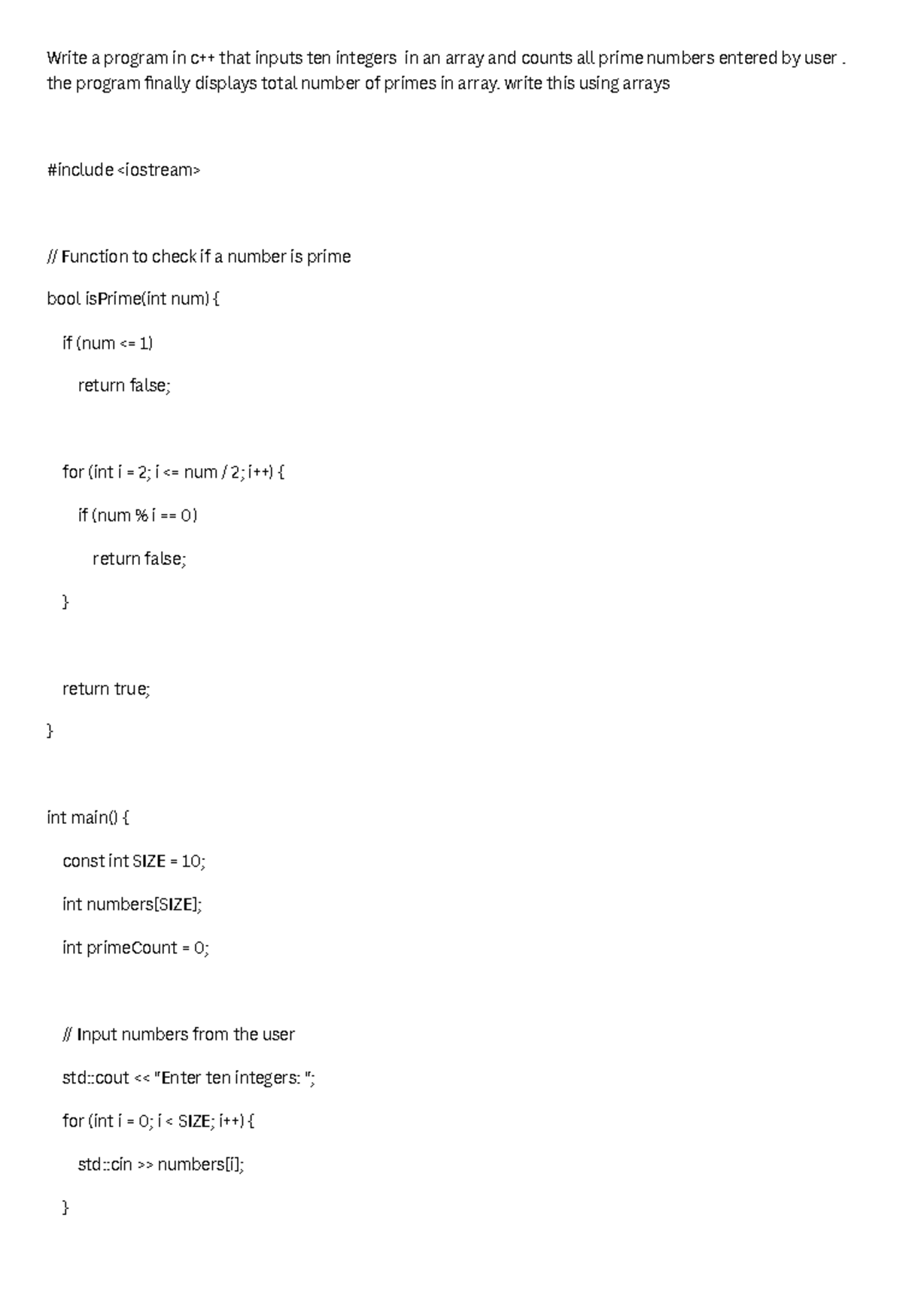 Chapter 7 + 8 programs - Write a program in c++ that inputs ten integers in an array and counts ...