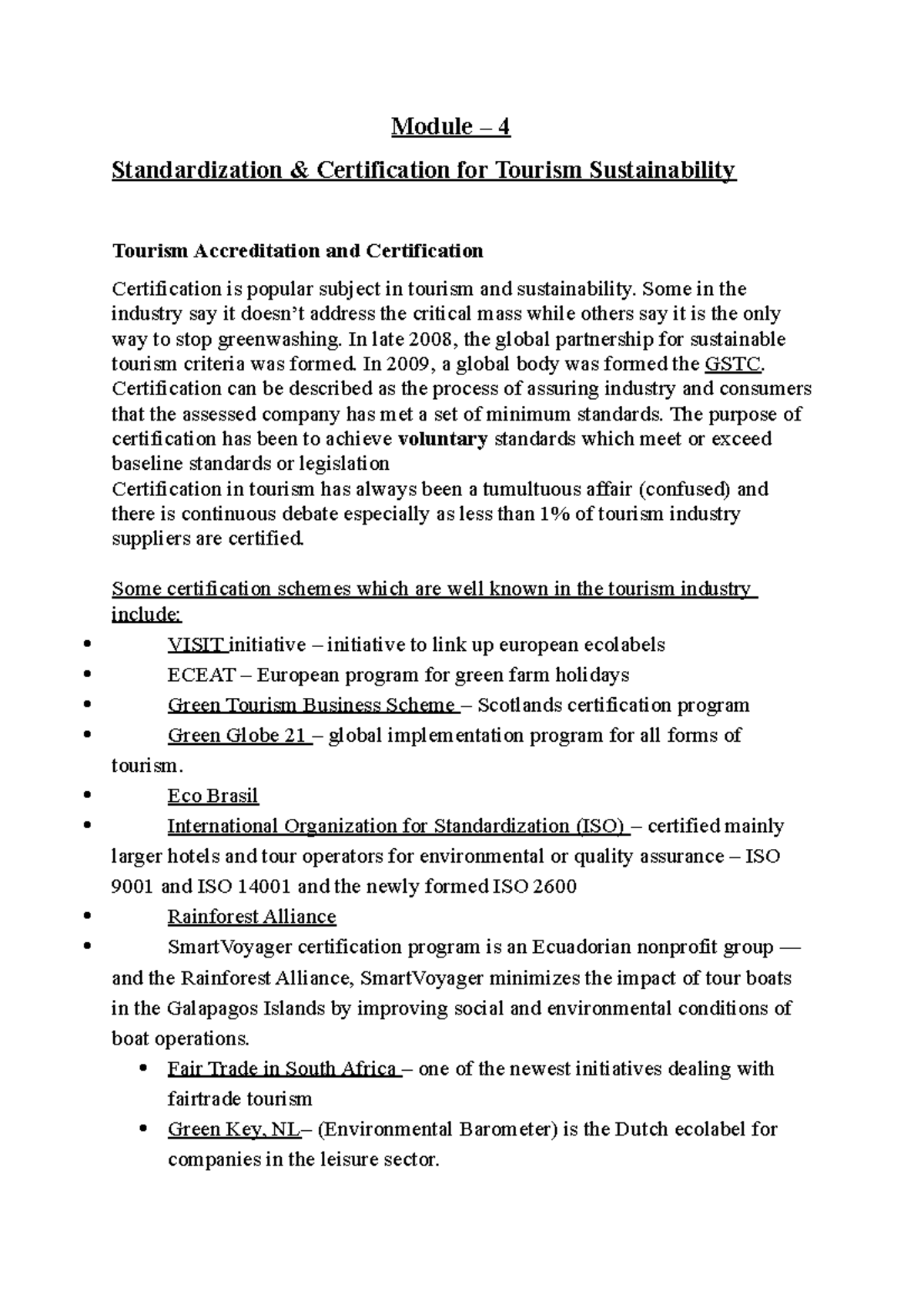 Module - 4 STD-1 - Tourism Accreditation and Certification - Module – 4 ...