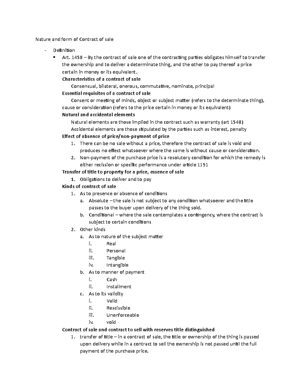 ACCL102 chap 1 - law on business sales reviewer - Nature and form of ...
