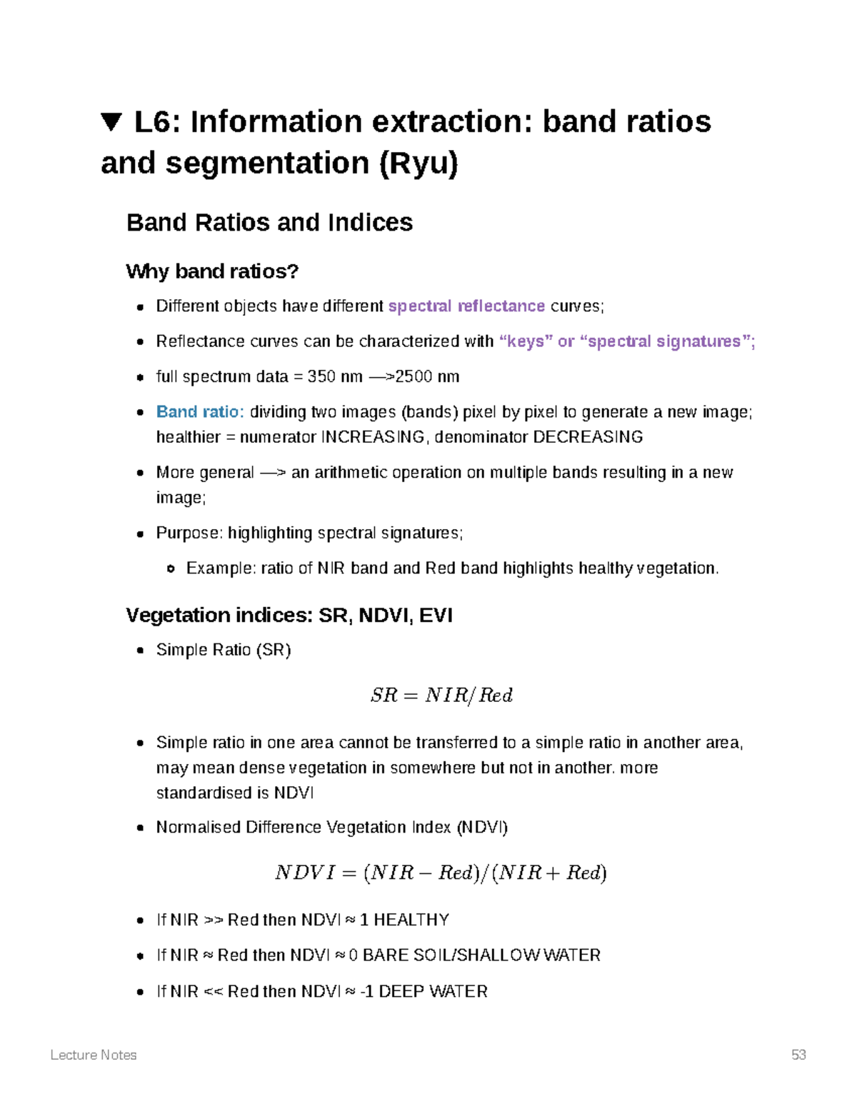 Lecture Notes for Imaging - Lecture Notes 53 L6: Information extraction ...