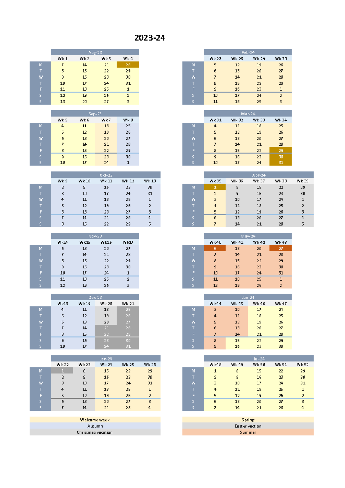 Timetable Weeks 23-24 for Web Page - Autumn Easter vaction - 2023- Wk 1 ...