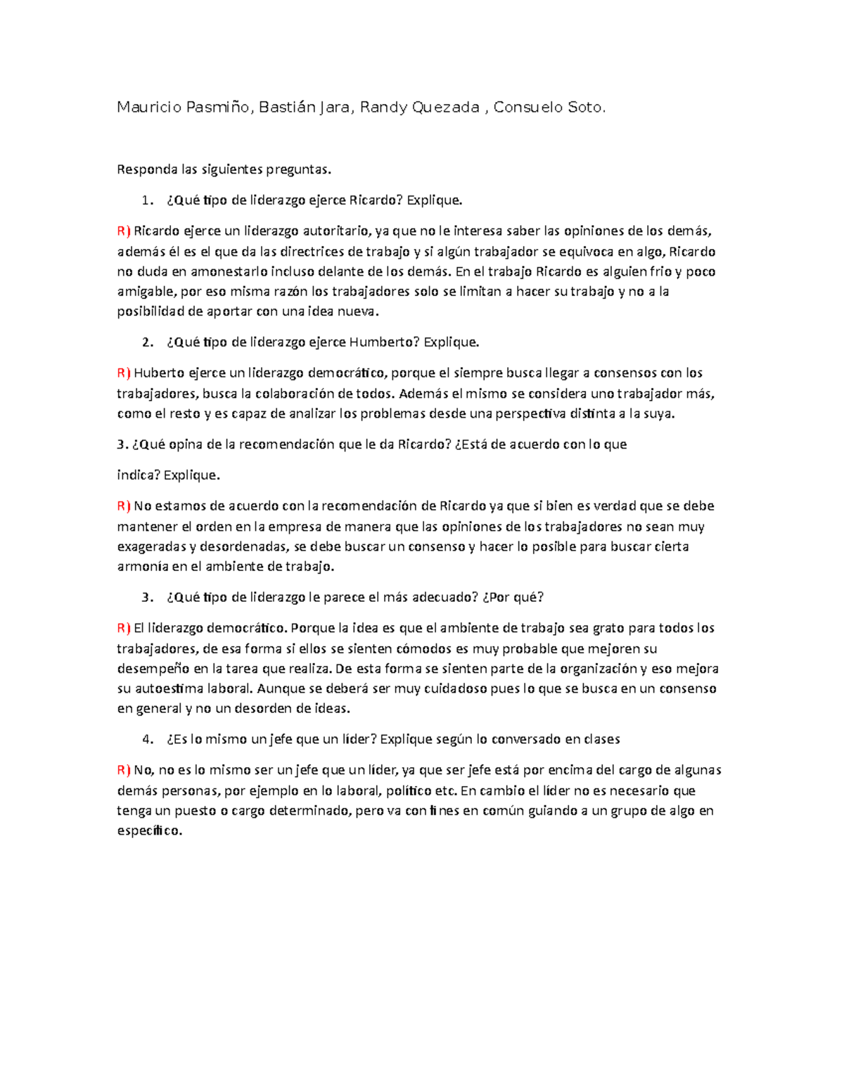 Caso Liderazgo - Mauricio Pasmiño, Bastián Jara, Randy Quezada ...