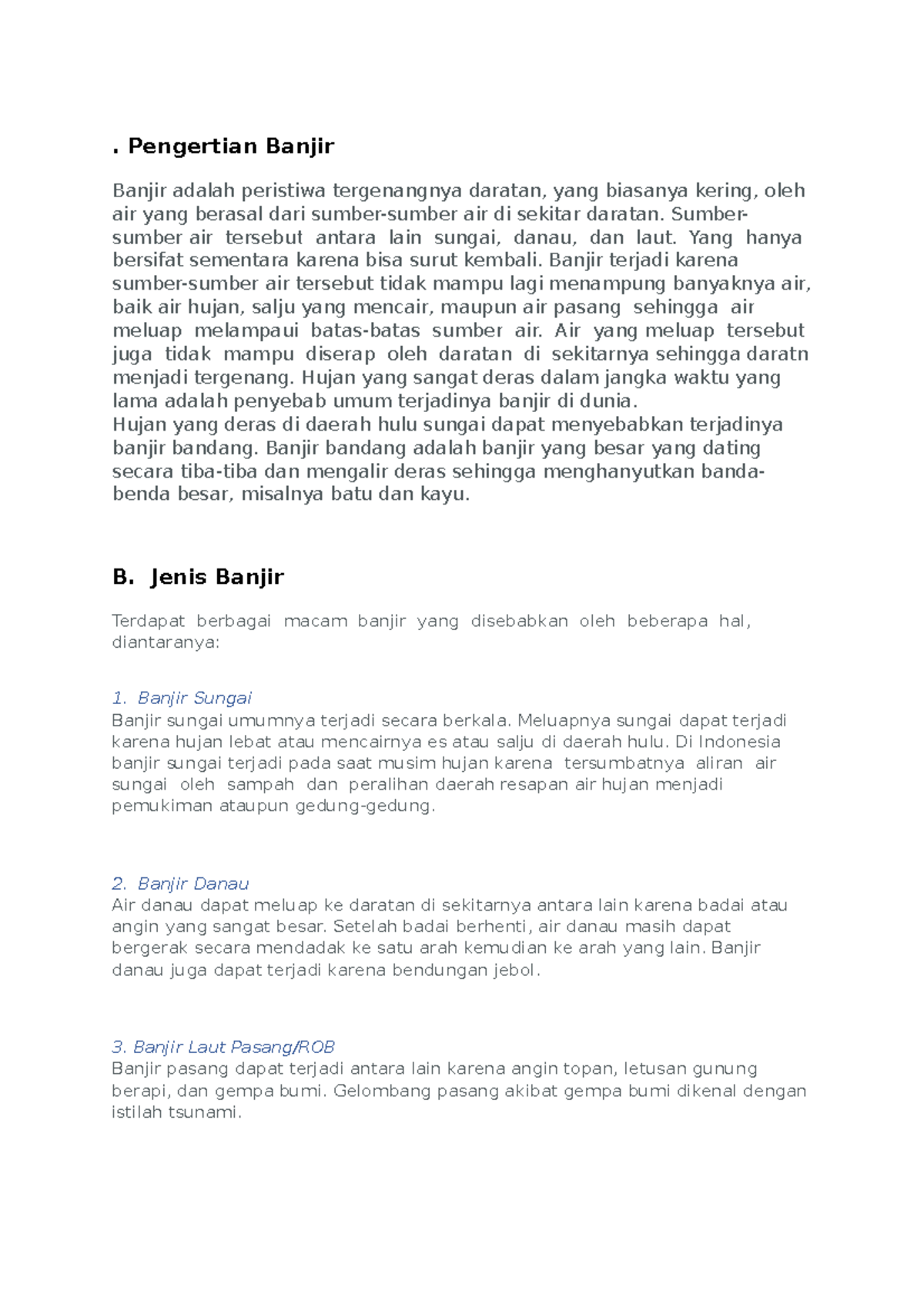 Pengertian Banjir - tangkyou - . Pengertian Banjir Banjir adalah ...