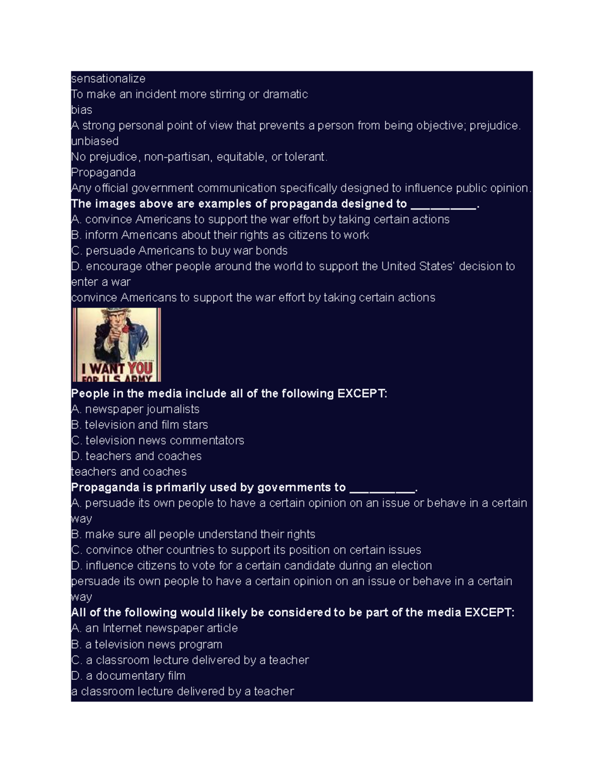 MM 2 - practice materials - sensationalize To make an incident more ...