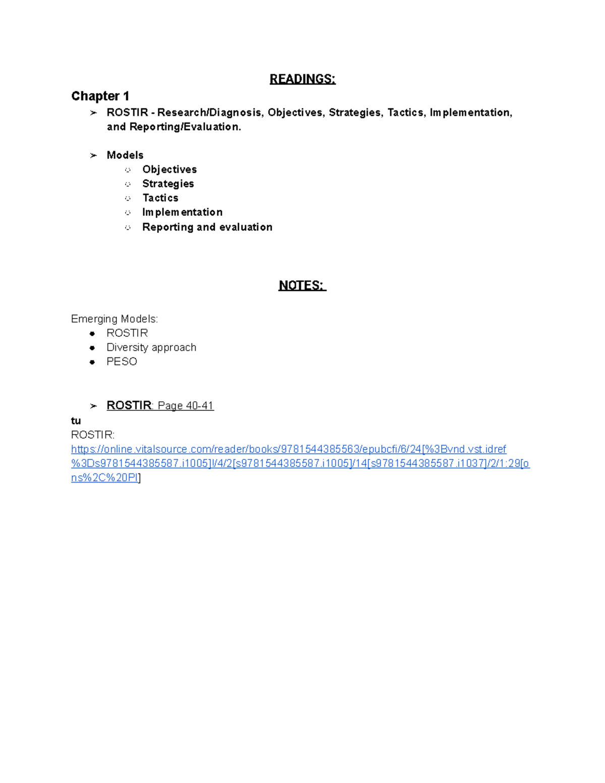PR strategy and implementation - READINGS: Chapter 1 ROSTIR - Research ...