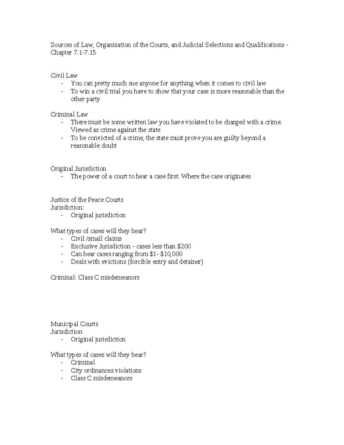 Sources of Law - Organization of the Courts - Judicial Selections and ...