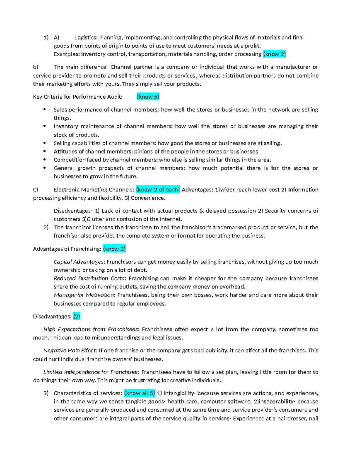 Cheat sheet - peer - A) Logistics: Planning, implementing, and ...
