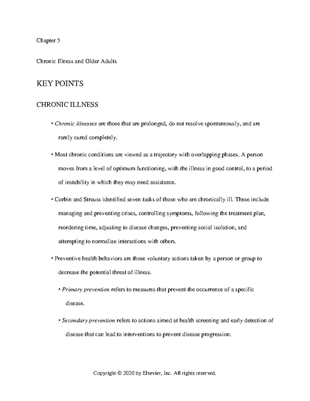 Ch5 Older adults Key Points-2 - Chapter 5 Chronic Illness and Older ...