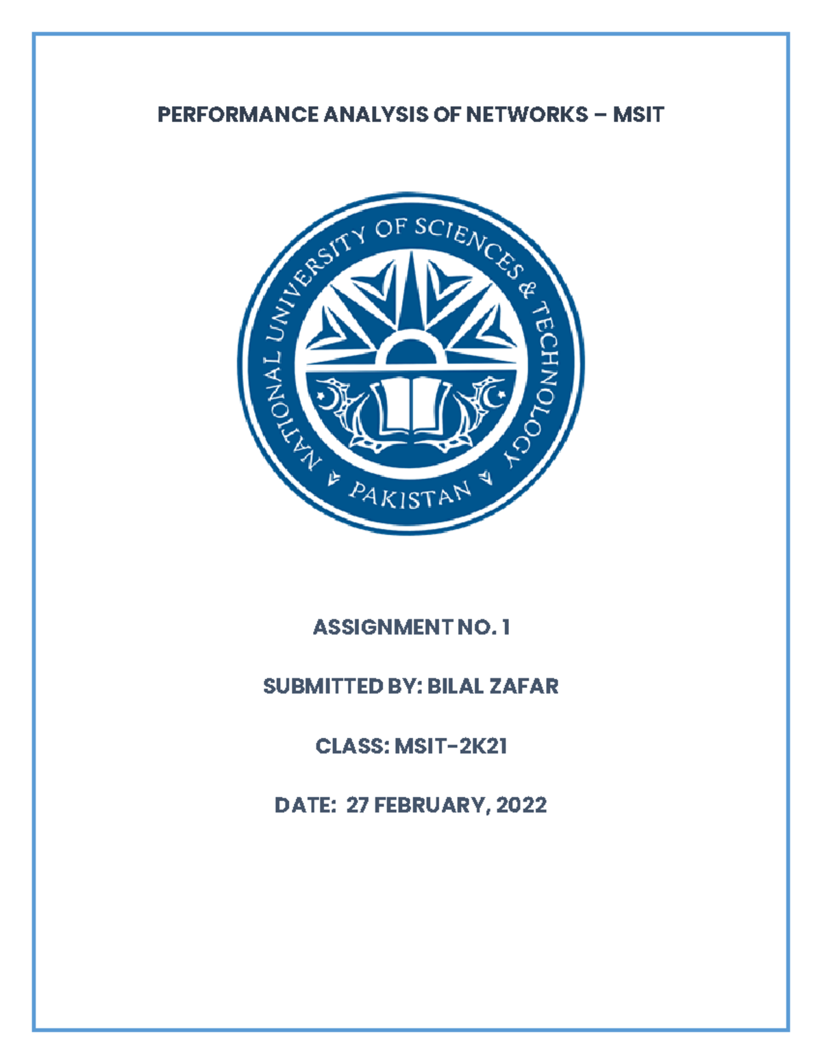 Assignment-1 0363971 - review of research papers - PERFORMANCE ANALYSIS OF NETWORKS – MSIT - Studocu