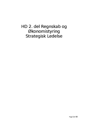 Forberedelse a-z - Noter til strategisk ledelse HD-R - SDU – Næstved Eksamensnummer: 4116565 ...