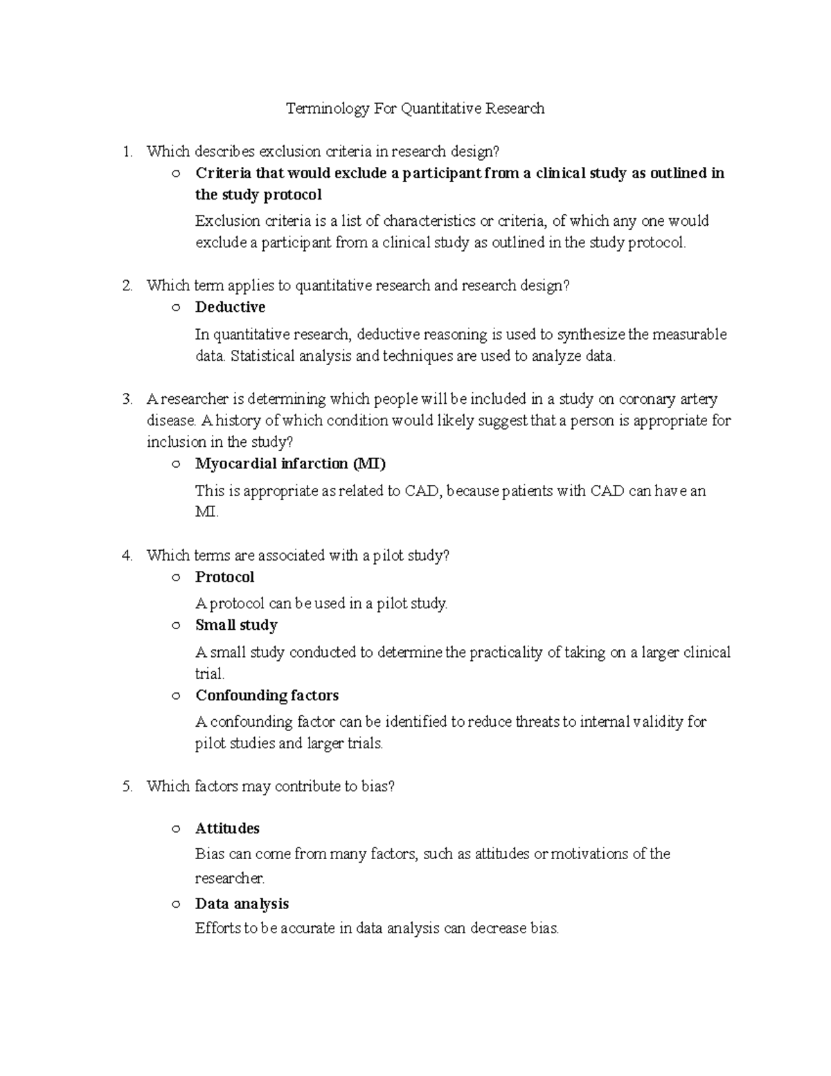 Terminology For Quantitative Research - Which term applies to ...