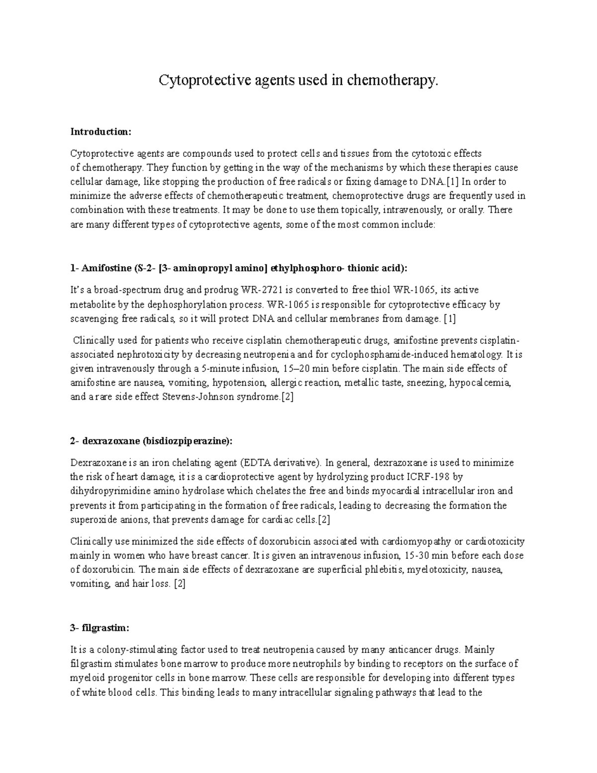 Cytoprotective agents - Introduction: Cytoprotective agents are ...