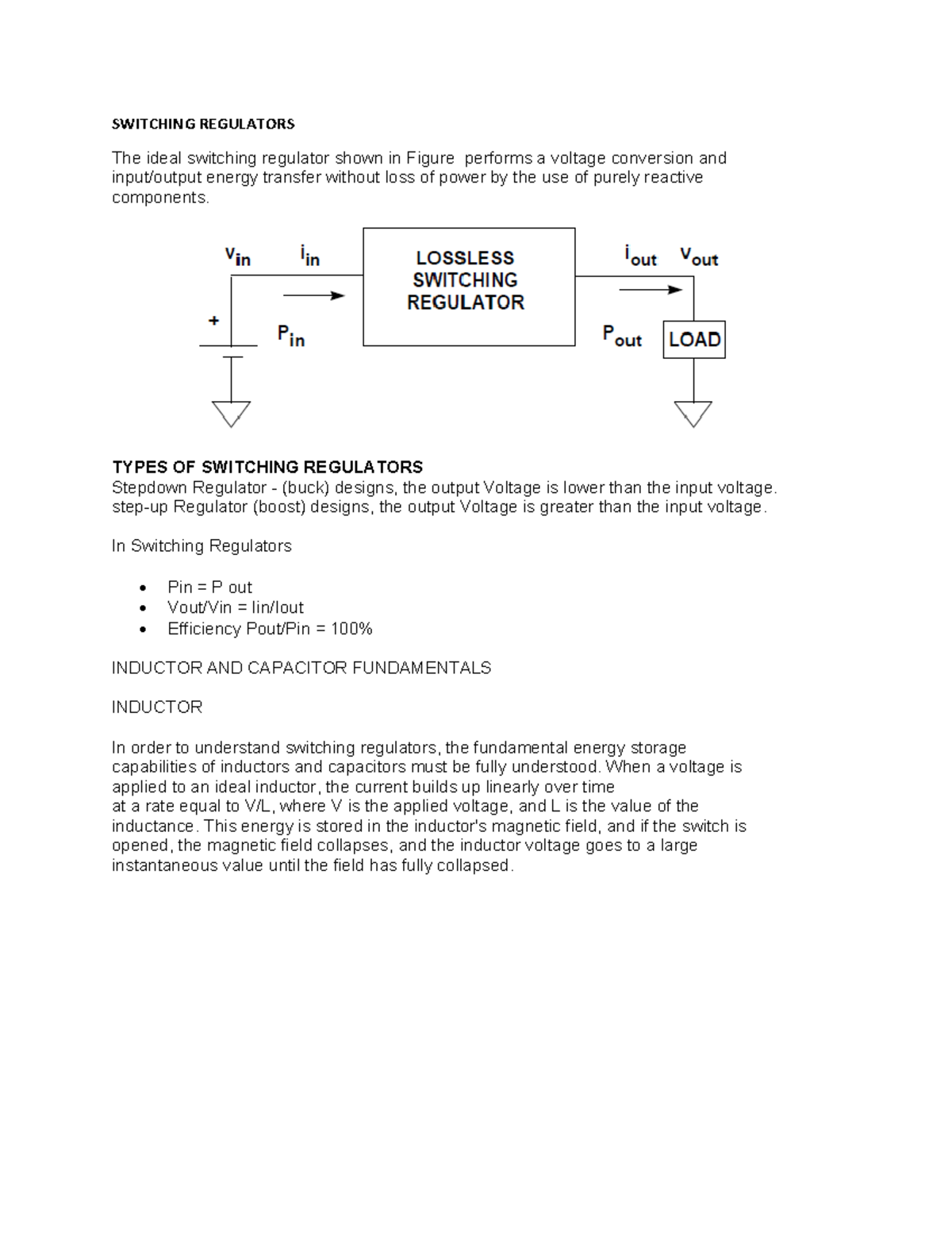 Switching Regulators - SWITCHING REGULATORS The ideal switching ...