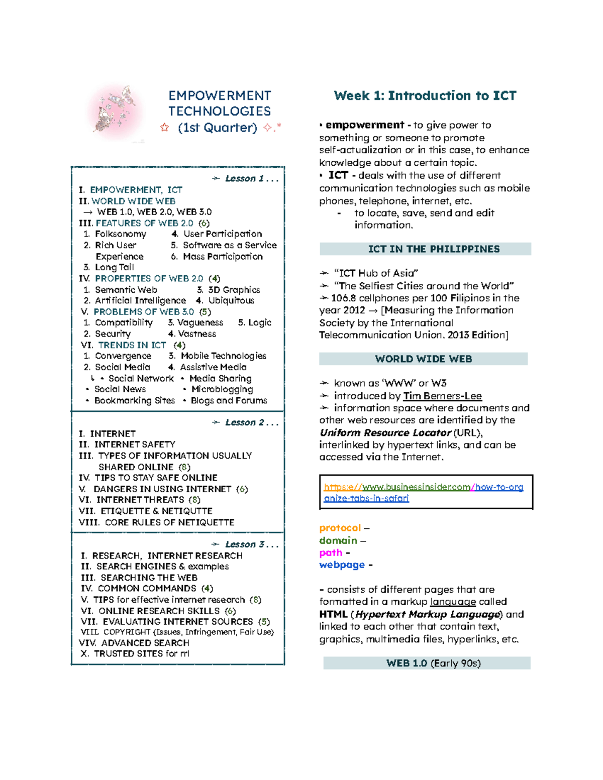 Etech notes lesson 1 3 - EMPOWERMENT TECHNOLOGIES (1st Quarter ...