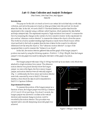 Physics lab report 2 - measuring the acceleration of gravity - Lab #2 ...