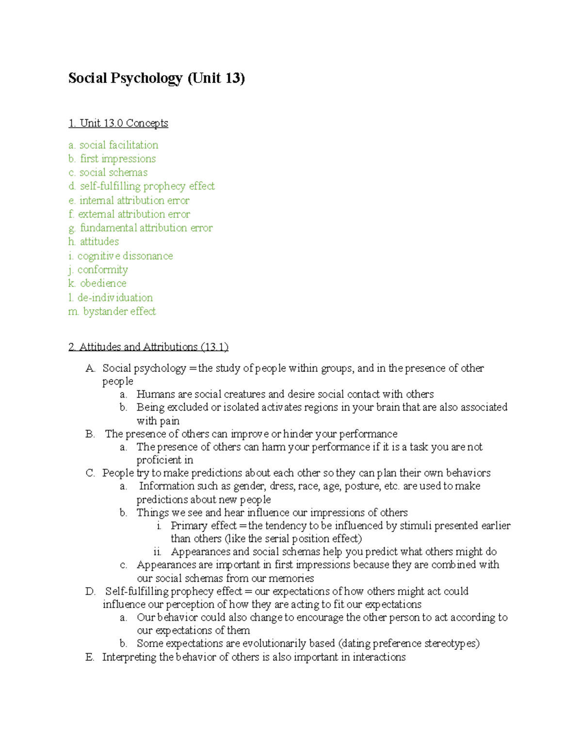 ISU Psychology 110 - Social Psychology (Unit 13) 1. Unit 13 Concepts a ...