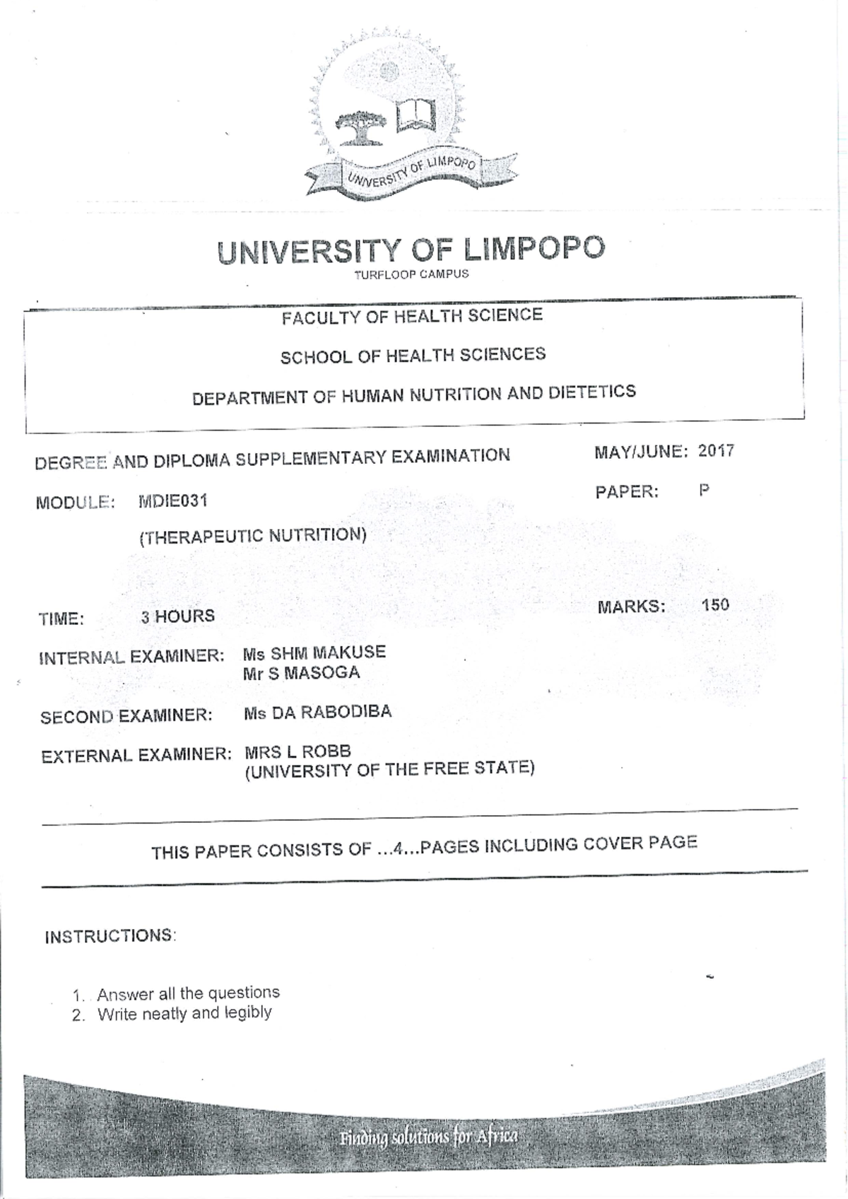 MDIE 031 SUPP MAY-JUN 2017 - MBHD 010 - Studocu