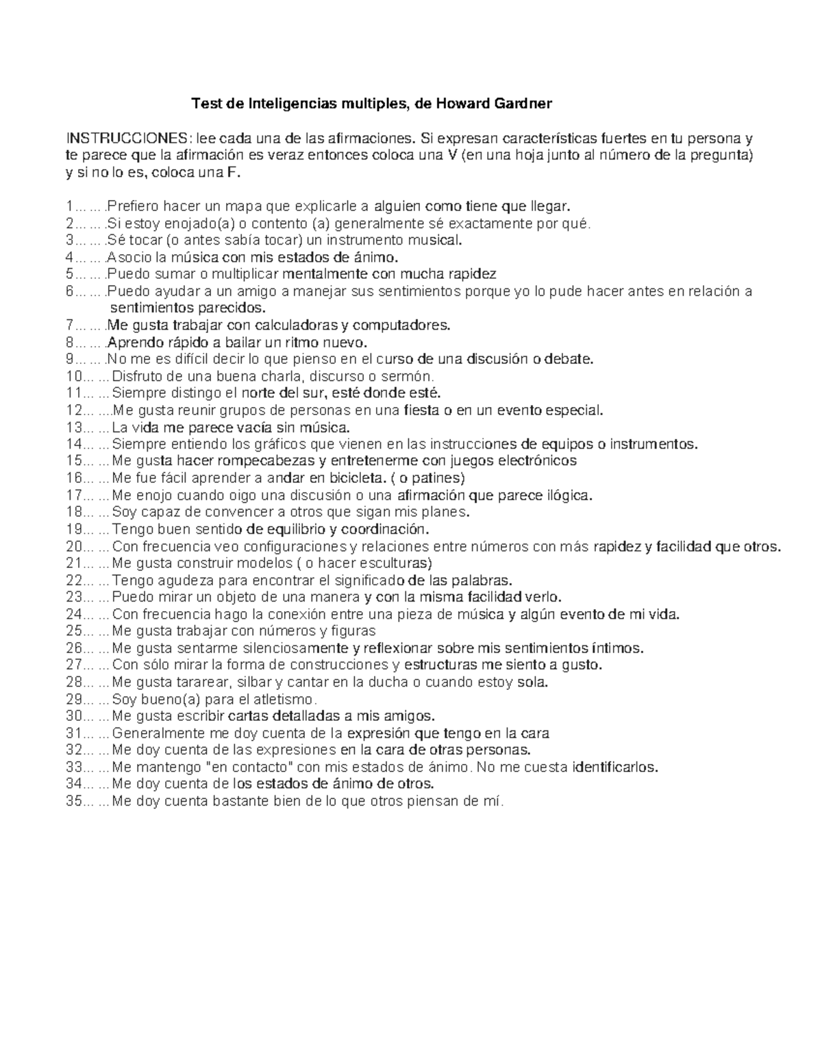 Anexo 2 - Test de inteligencias multiples - Test de Inteligencias ...