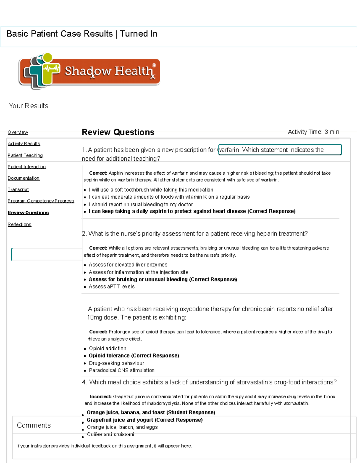 Shadow Health Basic Patient Case Review Questions - Basic Patient Case ...
