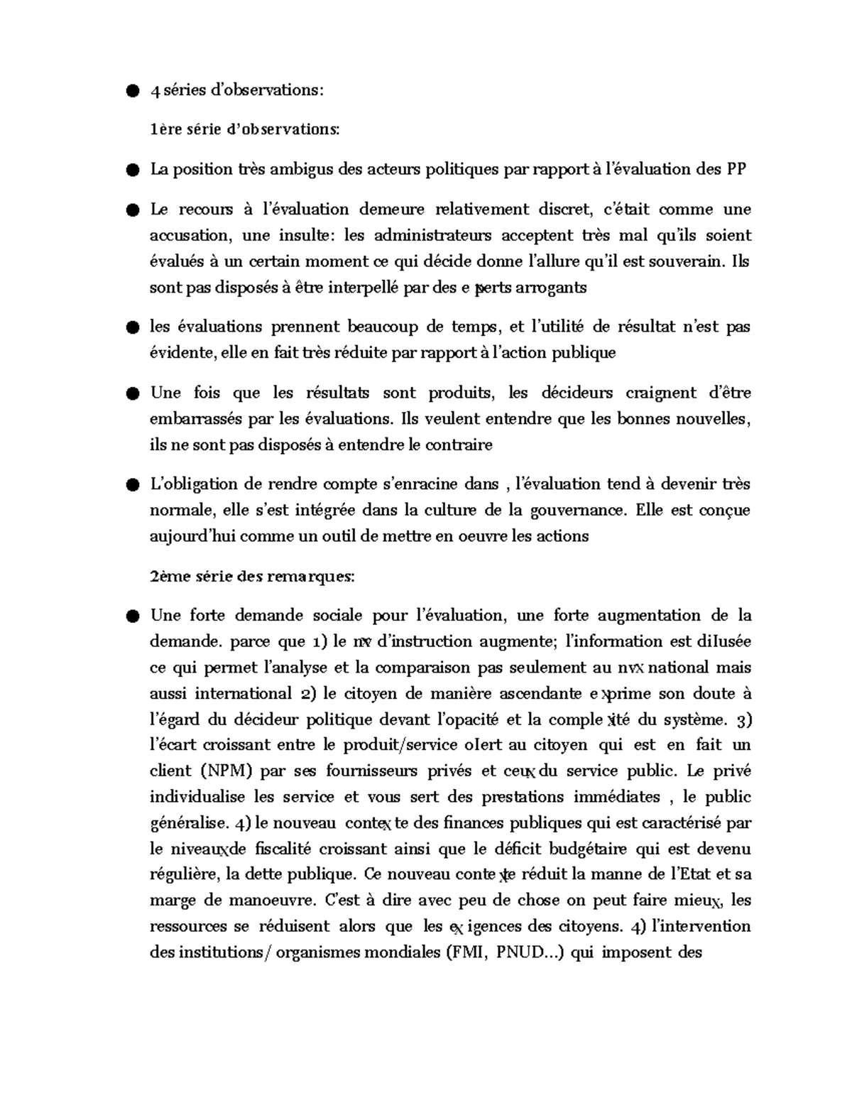Notes sur les politiques publiques - 4 séries d’observations: 1ère ...