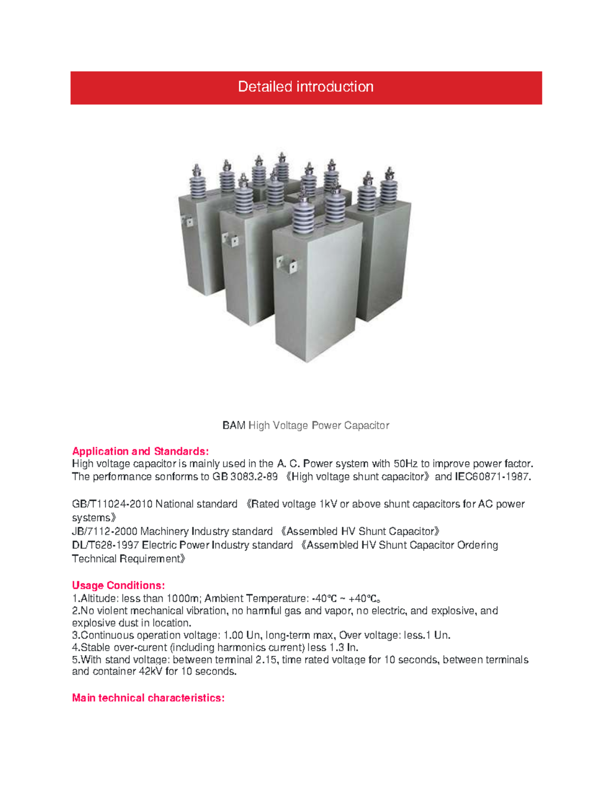 Mv Capacitor Data Sheet Detailed Introduction Bam High Voltage Power