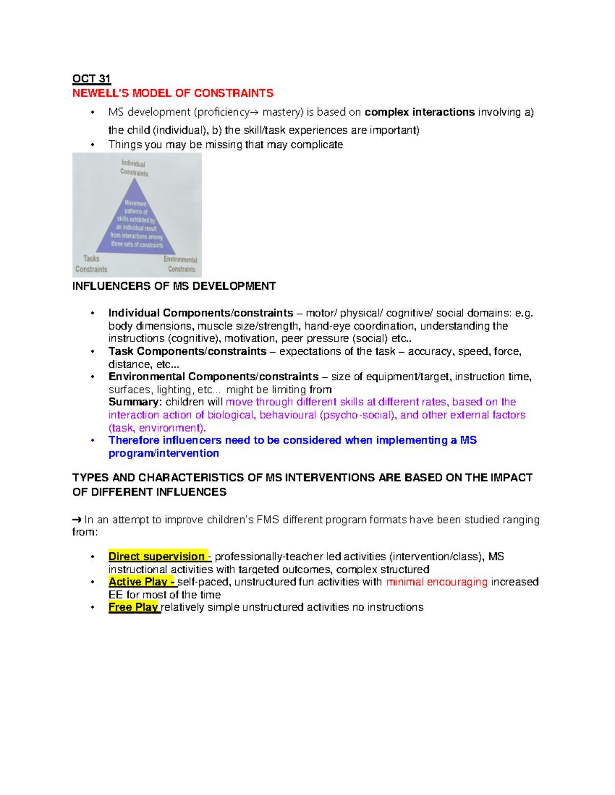 OCT 31 w8-4ABC FMS Notes - OCT 31 NEWELL'S MODEL OF CONSTRAINTS MS ...