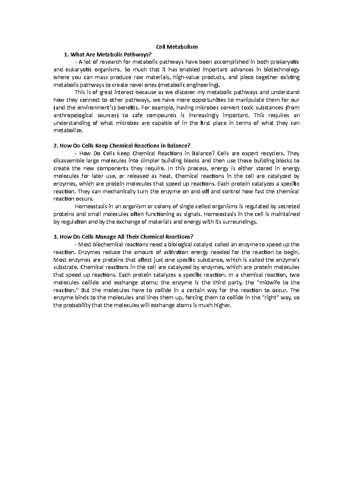 Cell Metabolism - science - Cell Metabolism What Are Metabolic Pathways ...