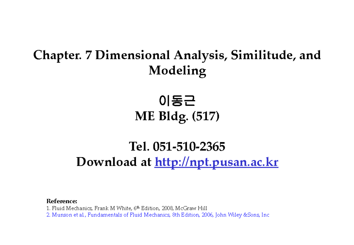 Chap 7-Dimensional analysis - Chapter. 7 Dimensional Analysis ...