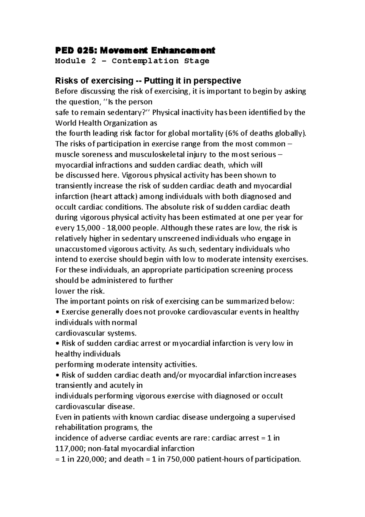 Ped 025 Module 2 Ped 025 Movement Enhancement Module 2
