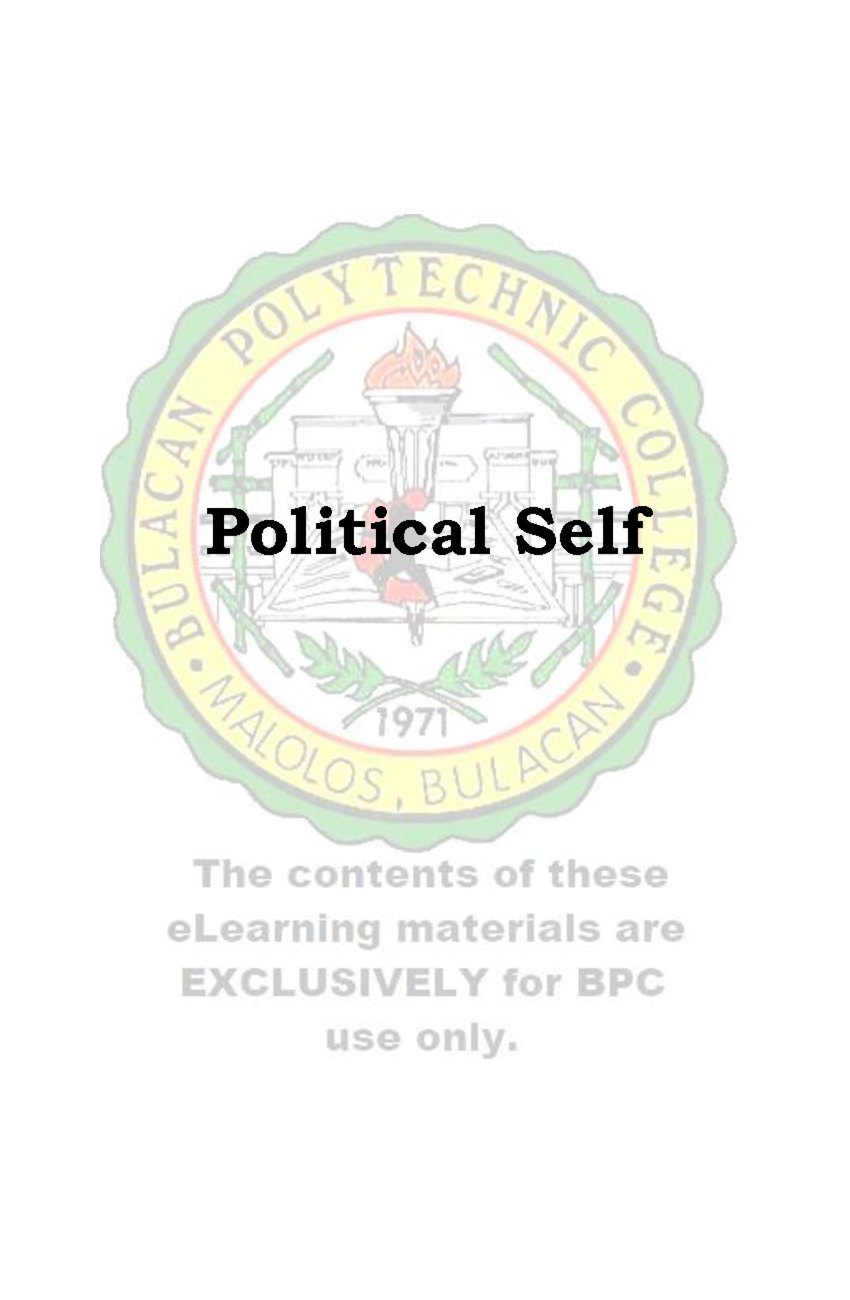 UNO 113 - 10 Political Self - Political Self Bachelor of Science in ...