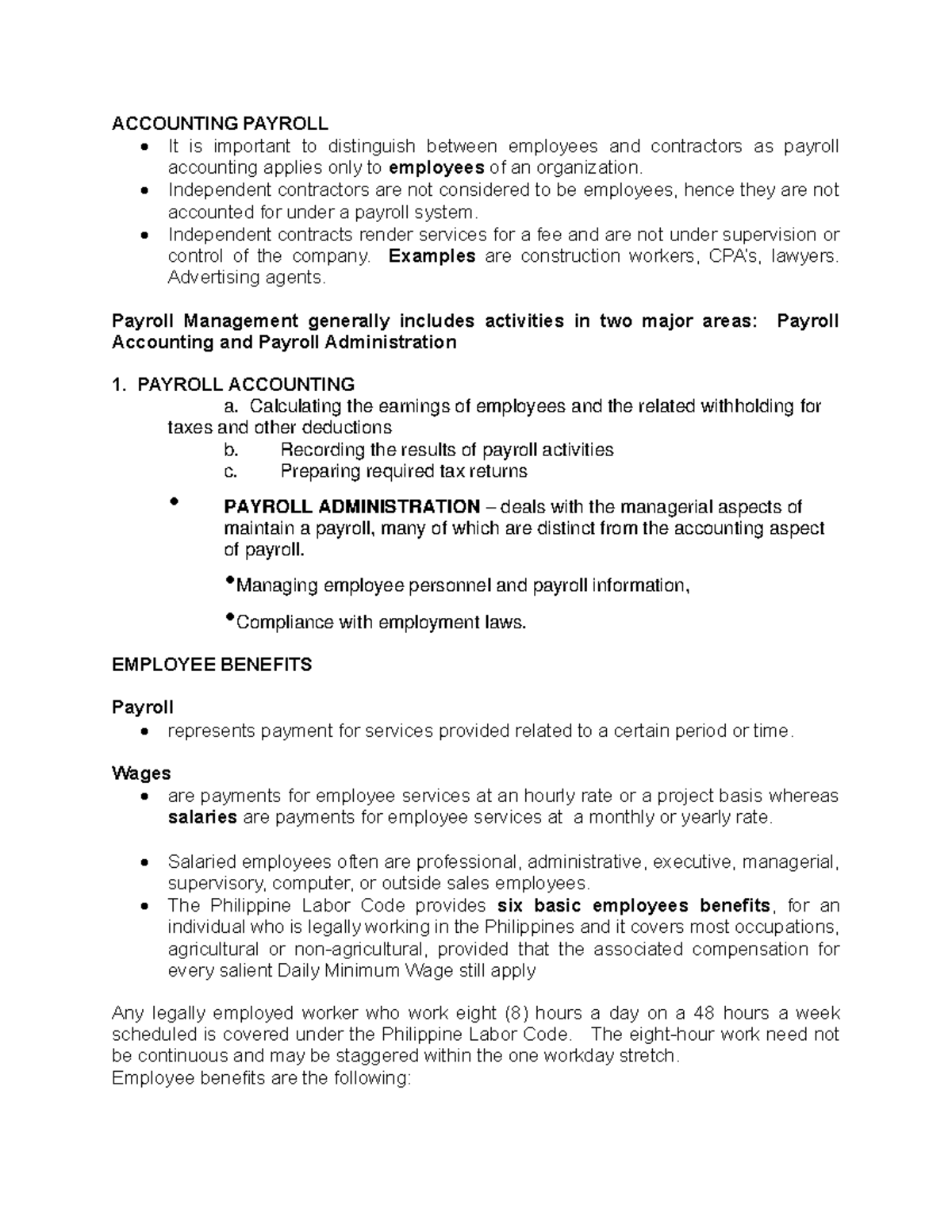 Accounting Payroll - Lecture notes 3 - ACCOUNTING PAYROLL It is ...