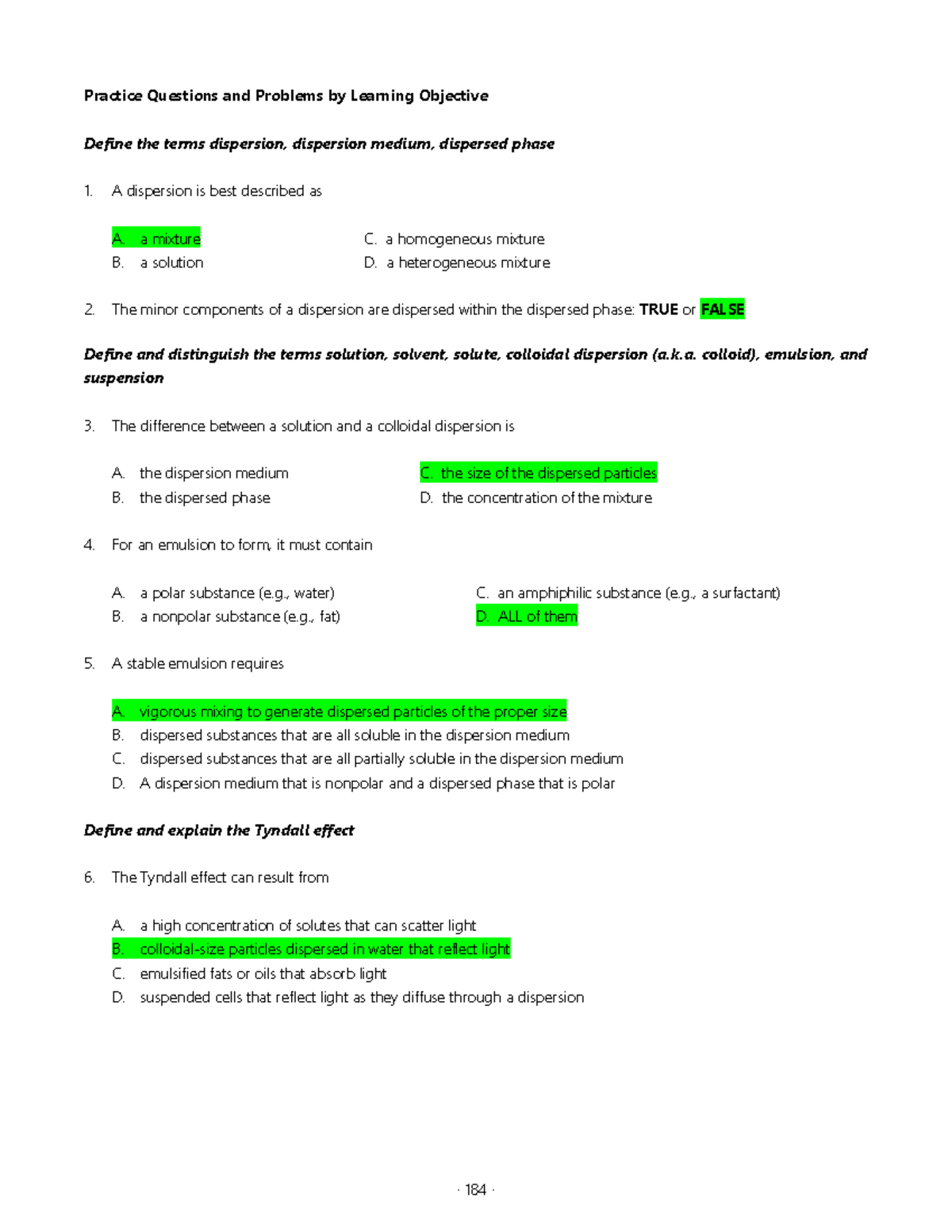 Physiological Chemistry Chapter 6 Practice Problems - Practice Questions and Problems by ...