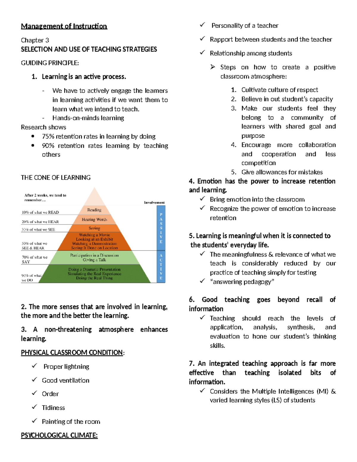 Midterm Notesssss - Management of Instruction Chapter 3 SELECTION AND ...