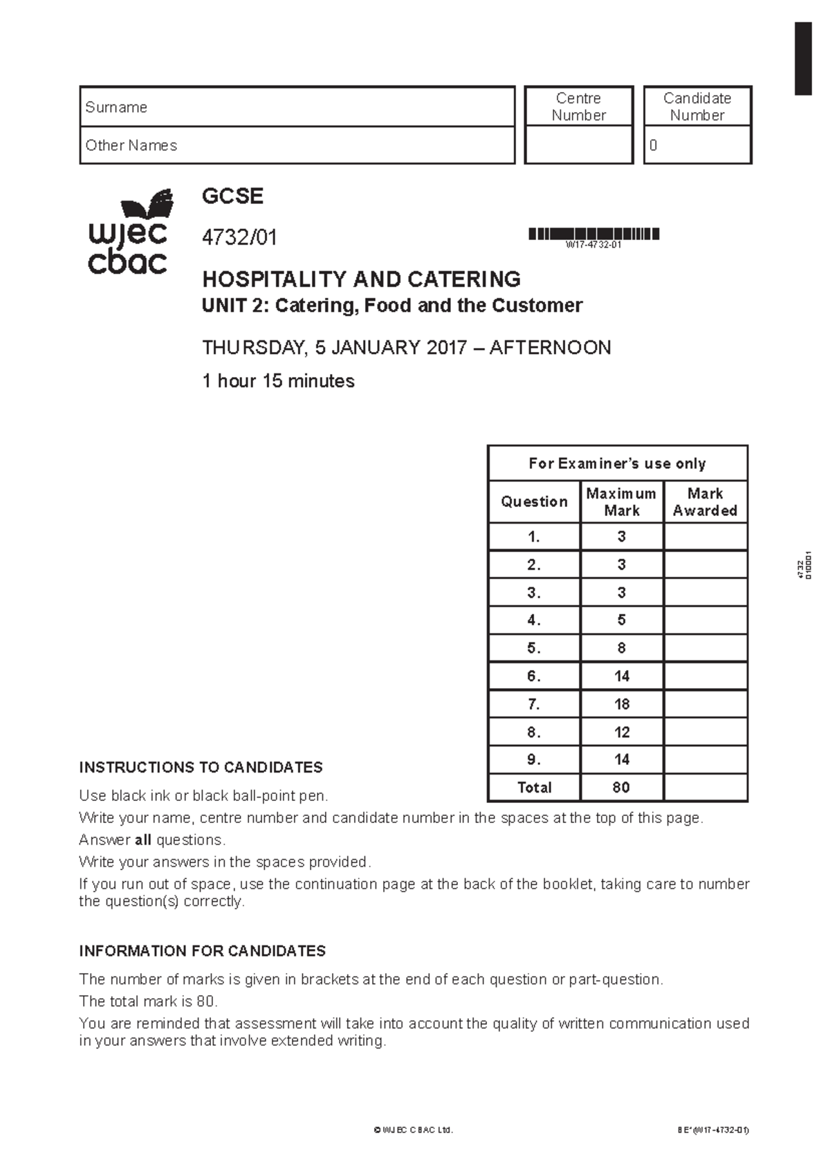 Past-paper-2017 - bjkjbjjb - © WJEC CBAC Ltd. GCSE 4732/ HOSPITALITY ...
