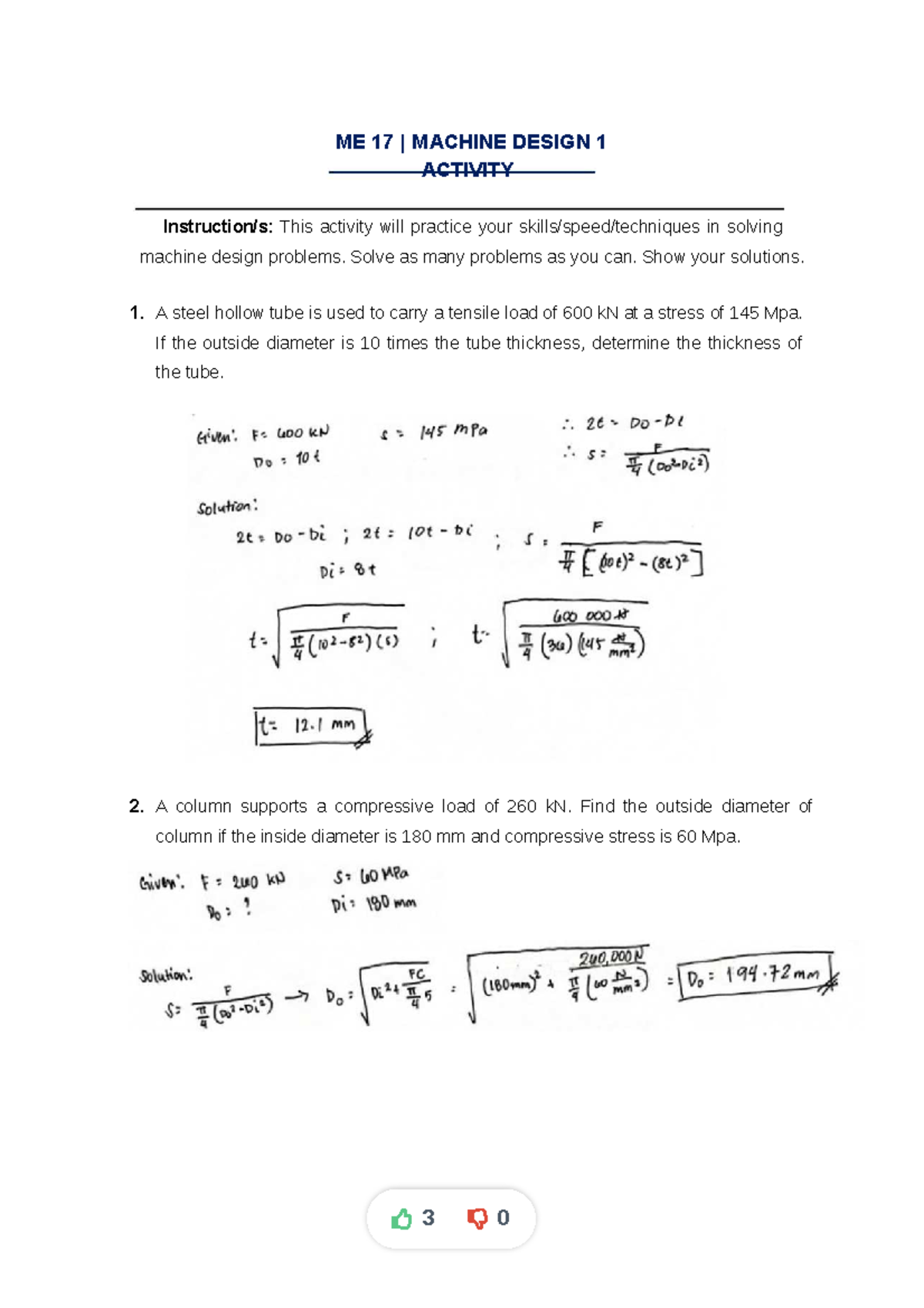 Assign-45-machine-design-1-problem-solving-1-11 compress - ME 17 | MACHINE DESIGN 1 ACTIVITY ...