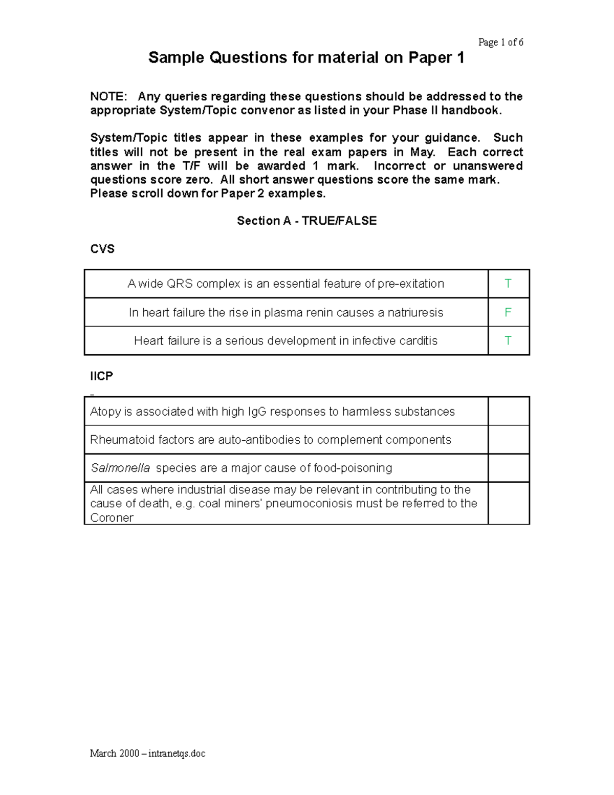 LSS Sample paper - Notes from Year 1 - Sample Questions for material on ...